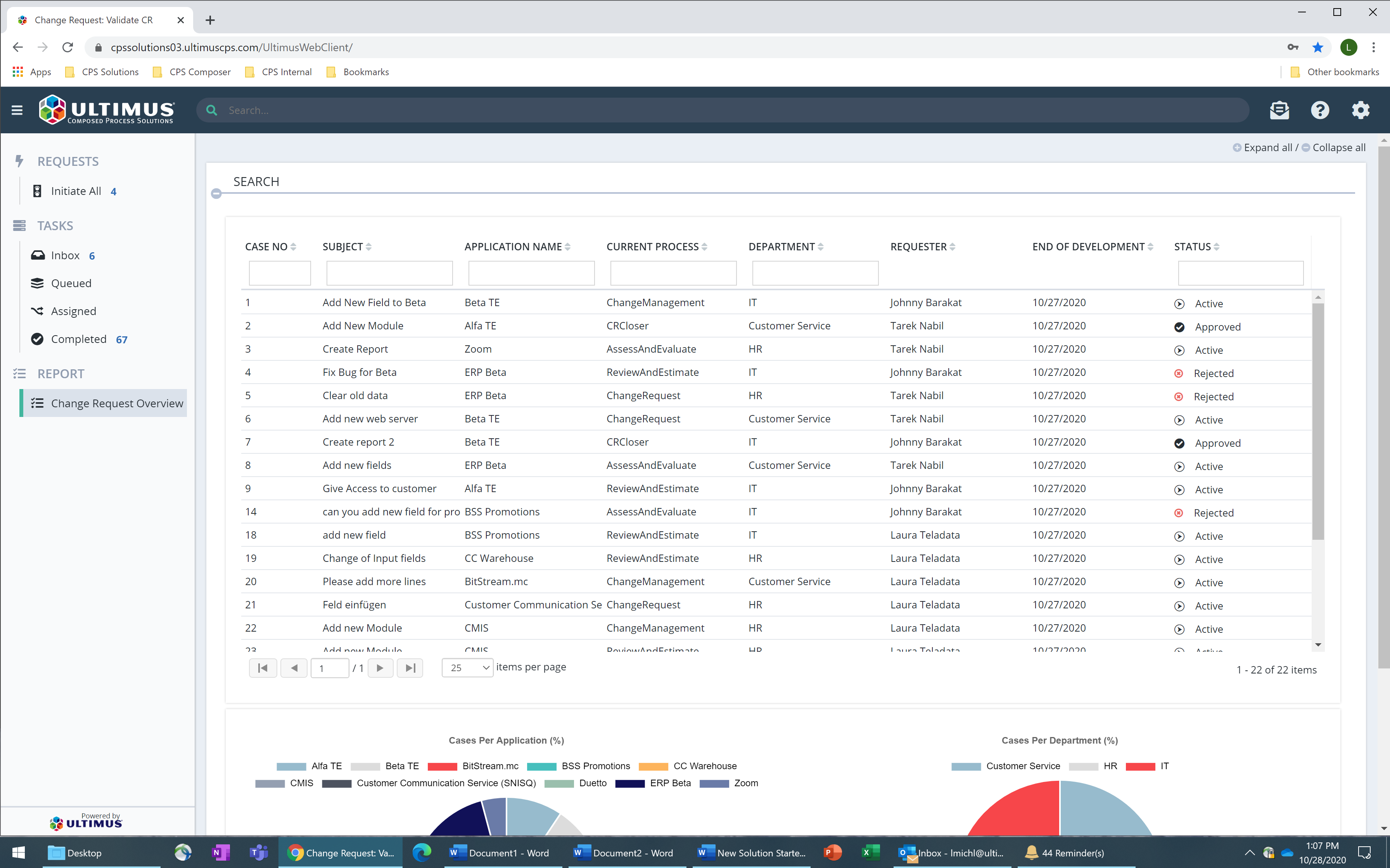 IT Change Request Management | Ultimus Solution Starter Application