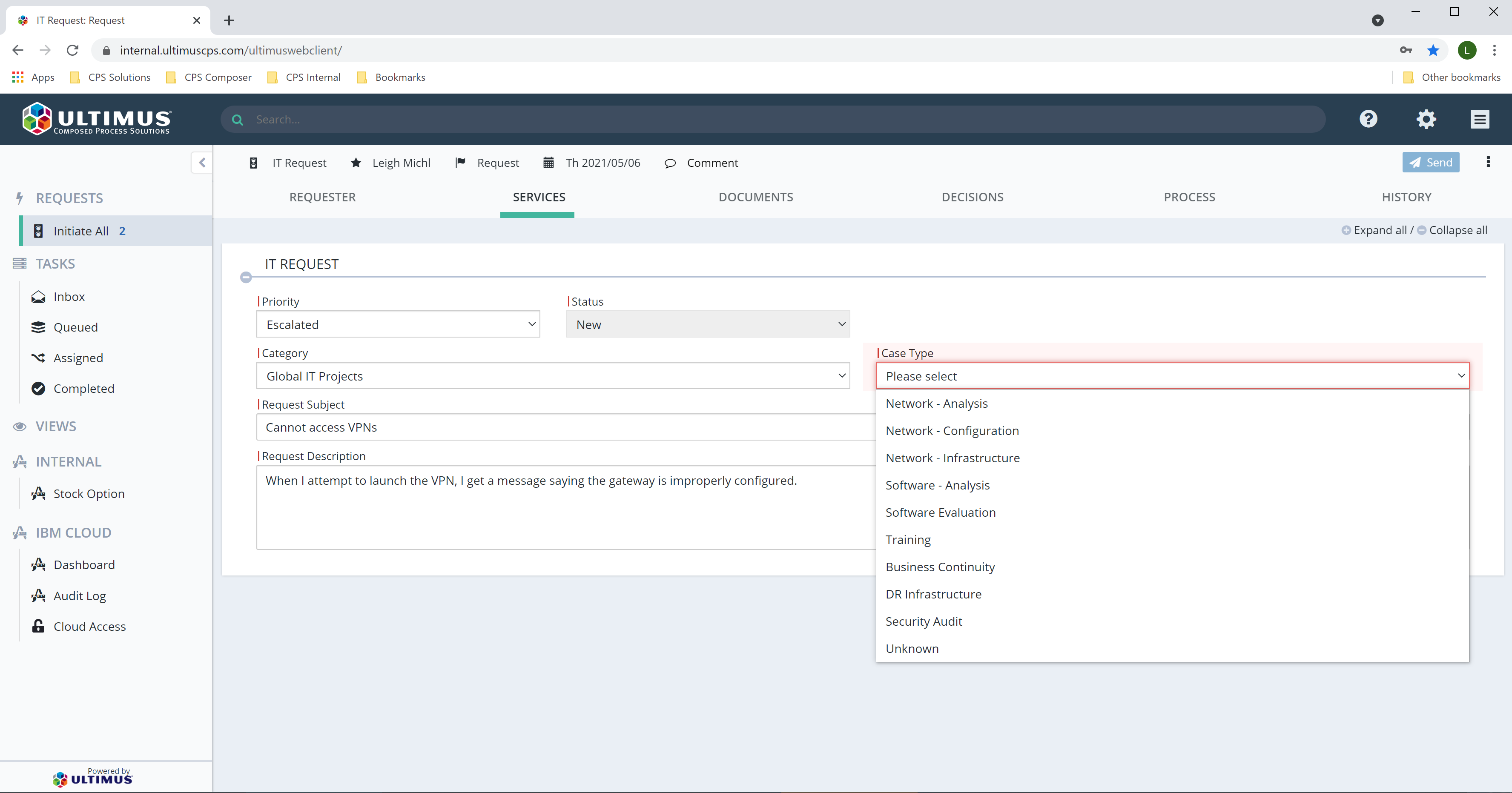 IT Help Request | Digital Process Automation Solution Application