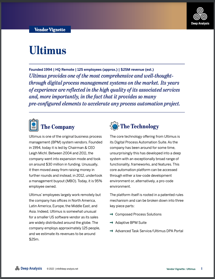Deep Analysis Vendor Profile Spotlights Ultimus